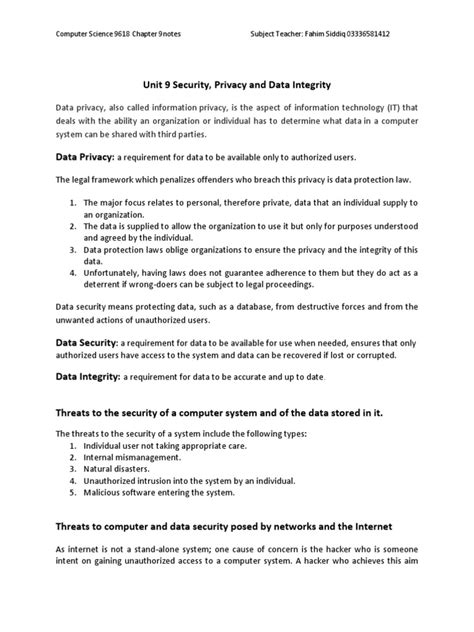 Unit 9 Secuity Privacy And Data Integrity Pdf Key Cryptography