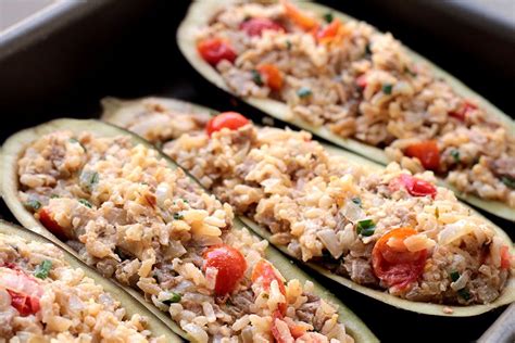 Berinjela Recheada Com Arroz Receita Saudável Mel E Pimenta