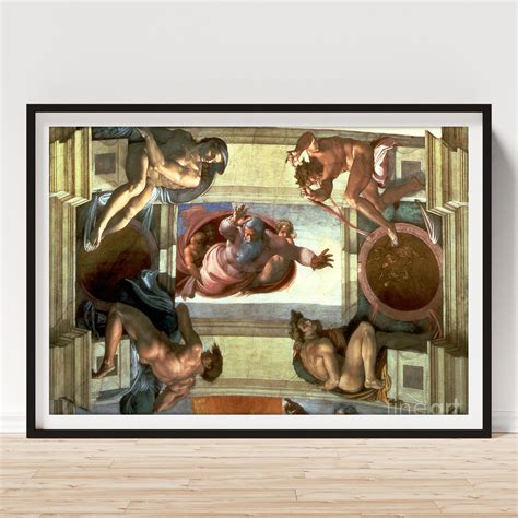 Sistine Chapel Ceiling God Separating The Land From The Sea With Four