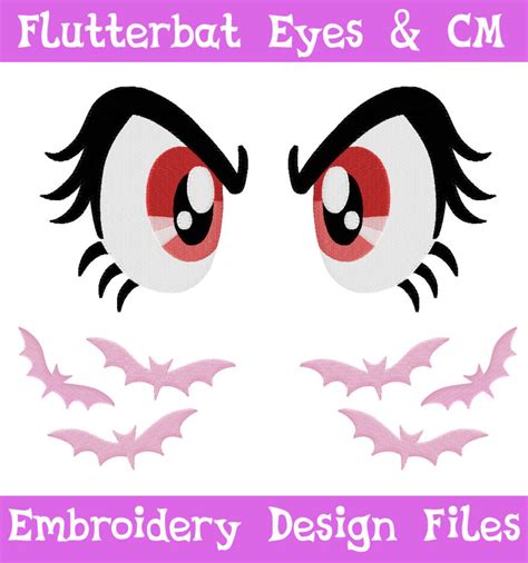 Pes And Jef Files Flutterbat Eyes And Cutie Mark Set Embroidery Machine