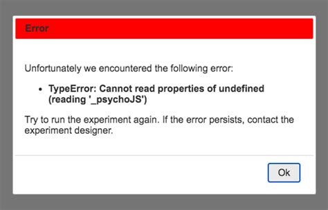 Problem Running Experiment On Pavlovia Typeerror Cannot Read Property