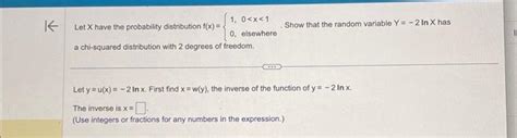 Solved Let X Have The Probability Distribution F X 1 0 0 Chegg Com