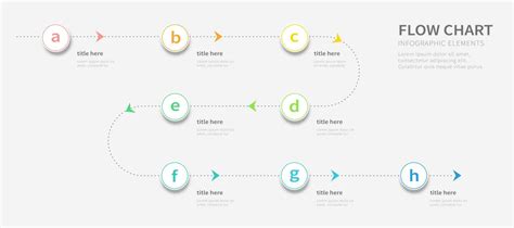 Dotted Line Process Flow Chart Design Infographic Template With Eight Alphabetic Options