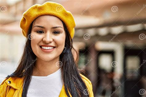 Young Latin Girl Smiling Happy Standing At The City Stock Image Image