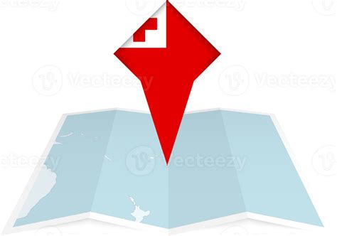 Tonga Pin Flag And Map On A Folded Map 60352294 Png