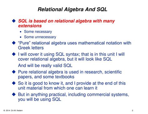 Ppt Unit 4 Relational Algebra Using Sql Dml Syntax Data