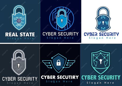 Premium Vector Four Logos For Cyber Security One Of Which Is A Cyber Security Logo