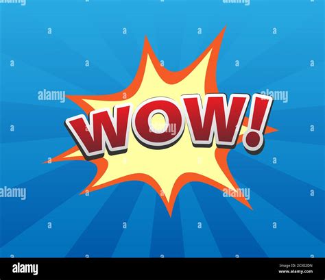 Comic speech bubble with expression text Wow. Abstract blue background ...
