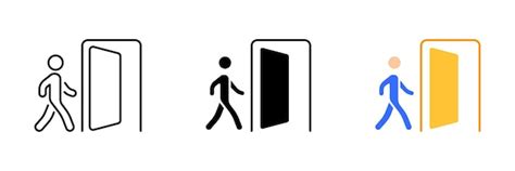 Premium Vector A Vector Illustration Of A Person Walking Towards An Exit Sign Vector Set Of