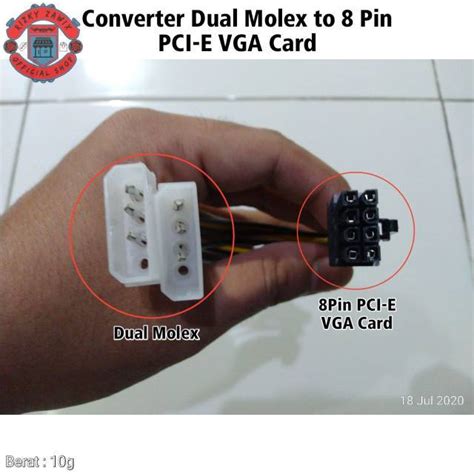 Jual Converter Dual Molex To 8 Pin PCI E VGA Card Kabel Power PCI Express Adapter Gaming Power