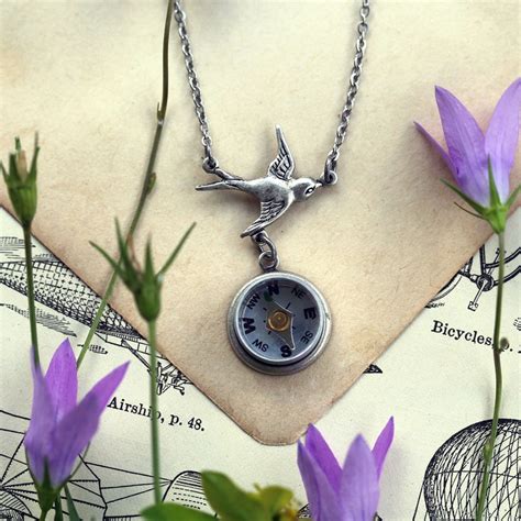 Small Silver Compass Necklace Etsy