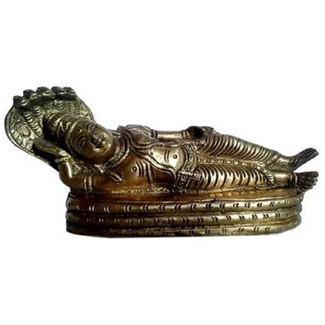 Divine Temples Golden Gold Plated Lord Vishnu Brass Statue At ₹ 1150