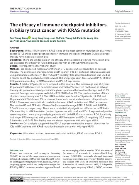 Pdf The Efficacy Of Immune Checkpoint Inhibitors In Biliary Tract