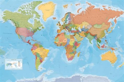 High Detail Vector Political World Map Illustration Cleverly Organized