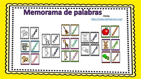 Bonito memorama de palabras e imágenes Material Didáctico y Planeaciones
