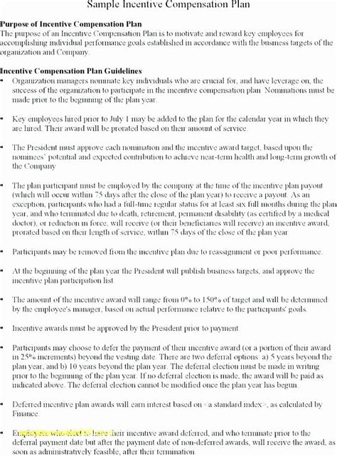Performance Incentive Plan Template Simple Template Design