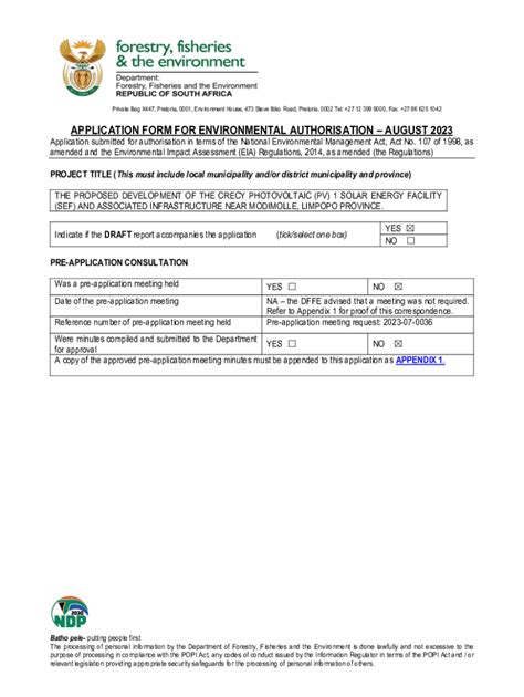 Fillable Online Environmental Authorisation Ea Notice Fax Email Print