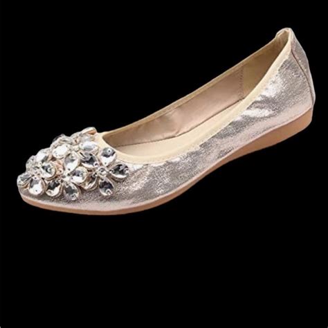 Shoes Guansitu Foldable Ballet Flats Rhinestone Design On Toe Size 42