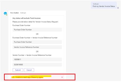 Unable To Reach App Error During Submit Action In Adaptive Cards From Ms Teams App · Issue