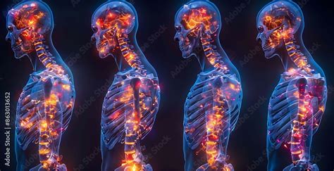 Individual Spinal Deformities Due To Achondroplasia Glowing Depiction Of Abnormal Bone Growth