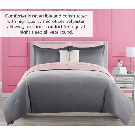 Juicy Couture Ombre 6 Piece Graypink Reversible Microfiber Twin