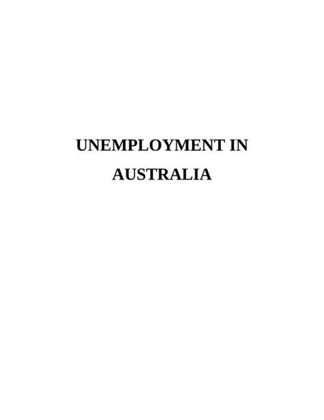 Unemployment In Australia Causes Measurement And Policies
