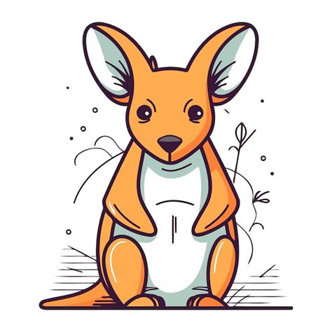 Premium Vector Cute Kangaroo Sitting On The Ground Vector Illustration