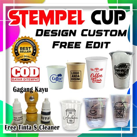 Jual Stempel Flash Plastik Stempel Cup Stempel Permanen Gagang Kayu