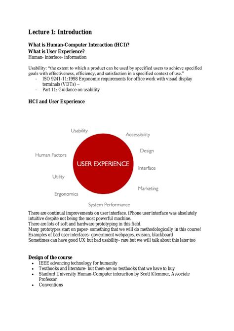 Human Computer Interaction Notes Info 203 Human Computer