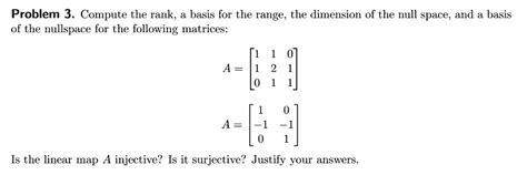 solved problem 3 compute the rank basis for the range the dimension