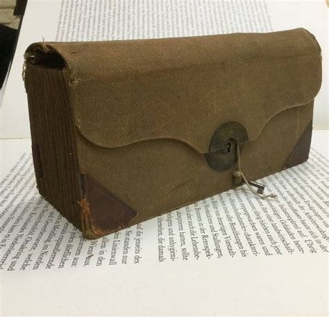 Antique Canvas File Folder Lock Key Khaki