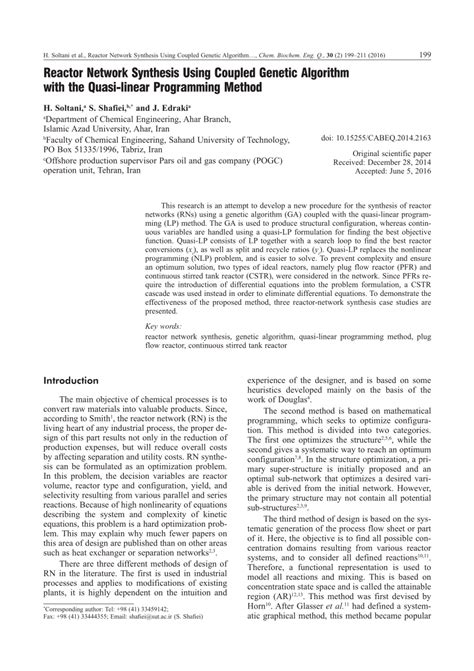pdf reactor network synthesis using coupled genetic algorithm with
