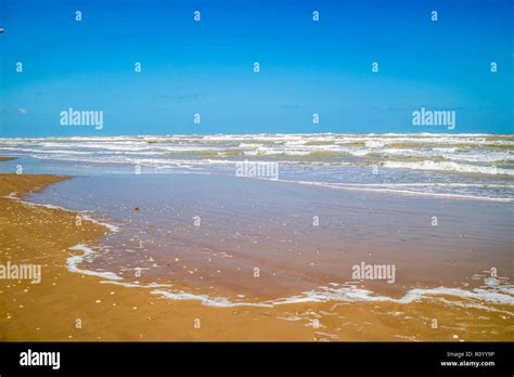 A Beautiful Soft And Fine Sandy Beach Along The Gulf Coast Of Texas In