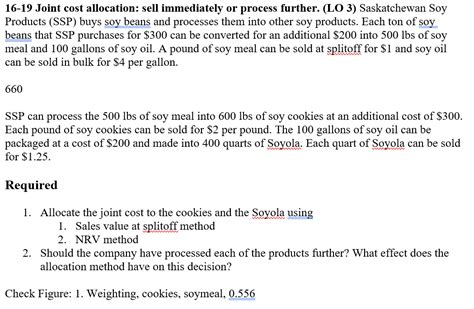 Solved 16 19 ﻿joint Cost Allocation Sell Immediately Or