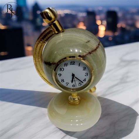 Marble Globe Table Clock Rana Handicraft