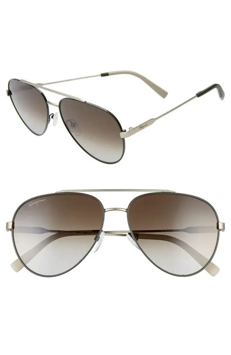 Ferragamo 59mm Aviator Sunglasses Forest Green Matte Gold Editorialist