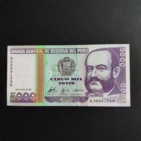 [ Banknote ] Peru 5000 Cinco Mil Intis Old Banknote 1988 Unc Lazada