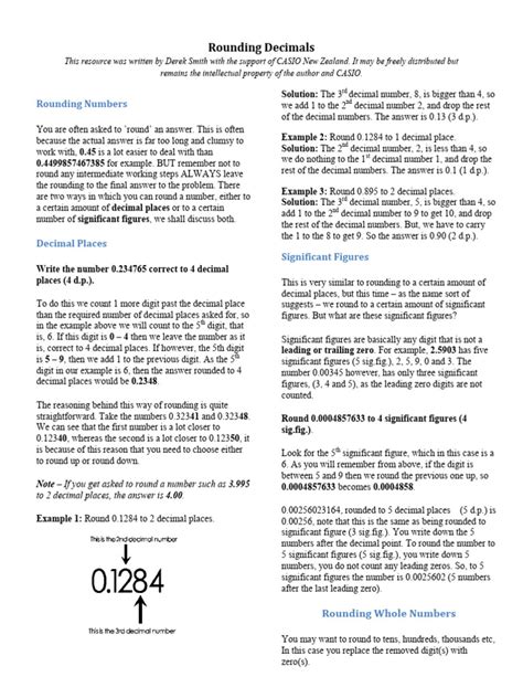 rounding decimals pdf significant figures rounding