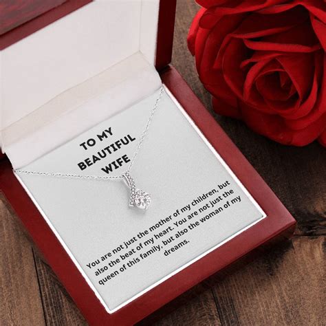 Alluring Beauty Necklace To My Wife Message Card Pendant 14k White