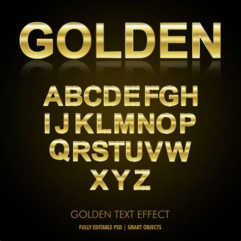 Golden Text Effect A To Z Alphabet Editable Psd Text And Logo Effect