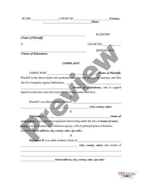 Complaint By Debtor For Harassment In Attempting To Collect A Debt