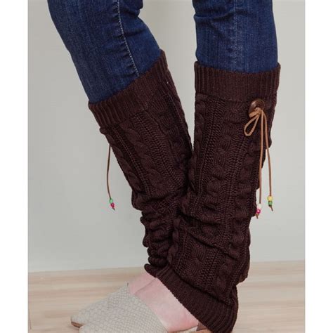 Warm And Comfortable Cable Knit Leg Warmers With Tassels Bellechic