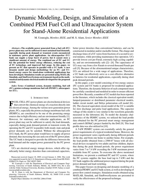 Pdf Dynamic Modeling Design And Simulation Of A Combined Pem Fuel Cell And Ultracapacitor