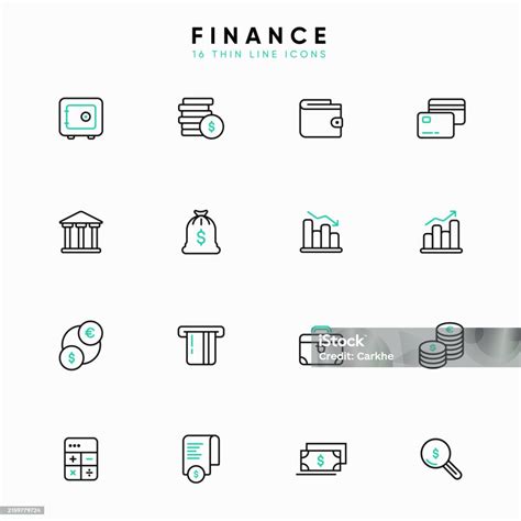 금융 및 지불 라인 아이콘 세트 돈 작업의 현대 얇은 선 스타일 환전 저축 운영 은행 카드 아이콘 흰색 벡터 일러스트 레이 션에 고립 0명에 대한 스톡 벡터 아트 및 기타