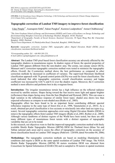 Pdf Topographic Correction Of Landsat Tm5 Imagery To Improve Forest