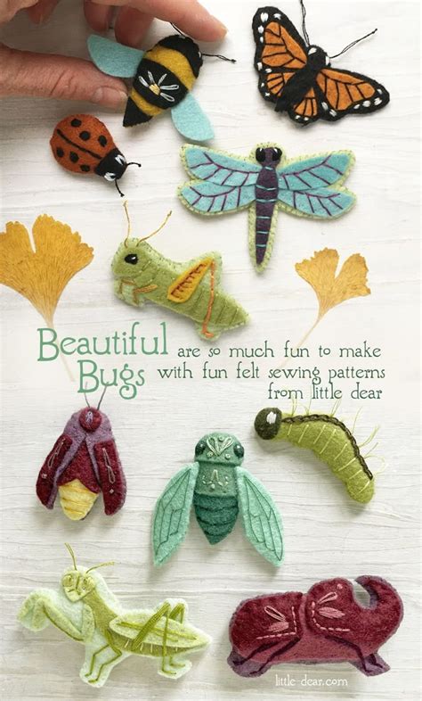 Sew Felt Insects With Little Dear Felt Crafts Diy Felt Crafts Felt