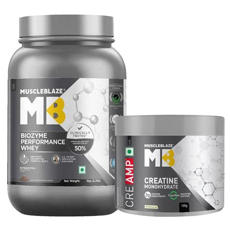 Muscleblaze Biozyme Performance Whey 1 Kg And Creatine Monohydrate Creamp