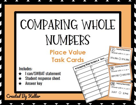 Comparing Whole Numbers Place Value Task Cards Task Cards Place Values Number Place Value