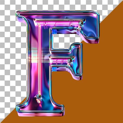 Неоновый алфавит F на прозрачном фоне Премиум Ai сгенерированный Psd