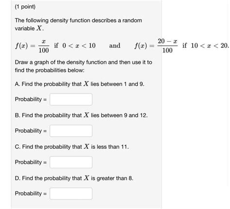 Solved The Following Density Function Describes A Random Chegg